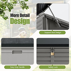 SEGMART 130 Gallon Outdoor Storage Box, Waterproof Lockable Deck Box, Equipped with Handles, Easy to Move, Suitable for Gardens, Yards (Gray)