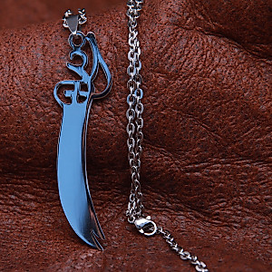 Silver Pt Imam Ali Sword Zulfiqar Zulfikar Necklace Islamic Art Islam Muslim Gift (24" Chain)