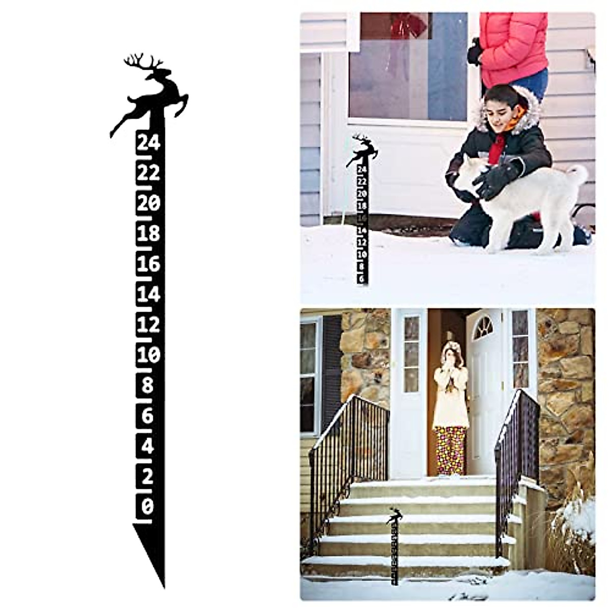 Protractor for Geometry Clear with Gift 24cm Snowflake Snow Measuring Instrument Snowmobile Snow Measuring Instrument Metal Snow Measuring Ruler Outdoor Garden Ornament Angle Metal (Black, One Size)