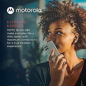 Motorola Moto Buds 085 - True Wireless Bluetooth Earbuds with Microphone and USB-C Charging Case - IPX5 Water Resistant, Smart Touch-Control, Lightweight Comfort-Fit, Clear Sound & Deep Bass - Black