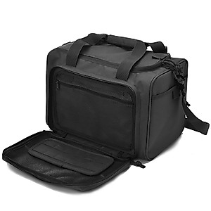 Tactical Gun Shooting Range Bag, Deluxe Pistol Range Duffle Bags Black