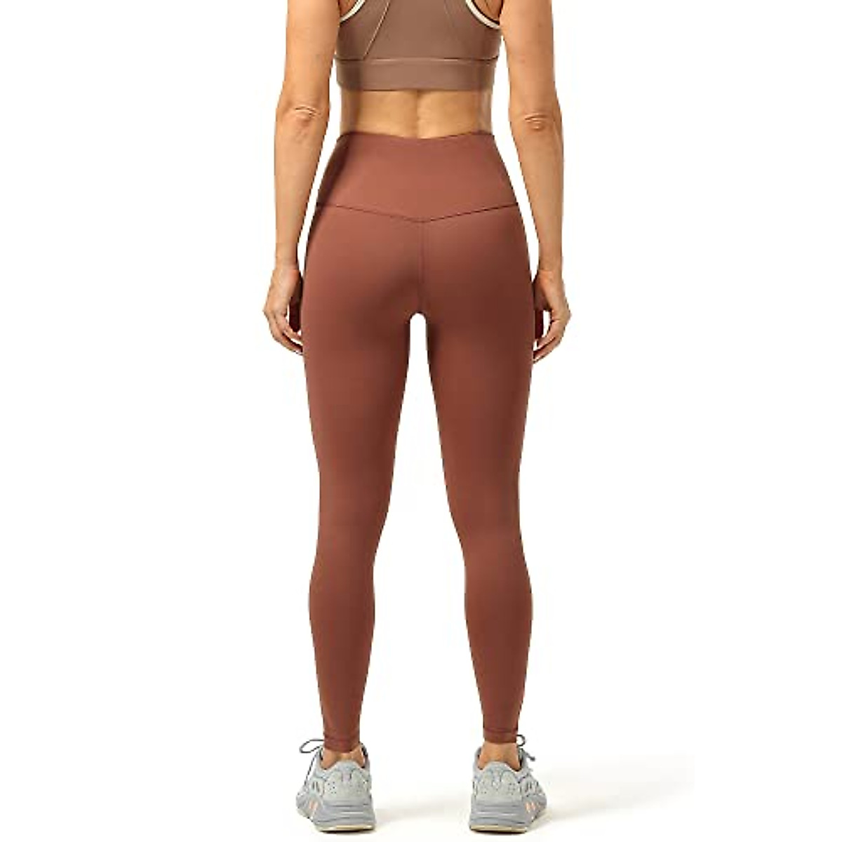 icyzone Legging for Women, No Front Seam, Buttery Soft, 7/8 High Waisted Squat Proof Yoga Pants for Workout (Copper Brown, Medium)