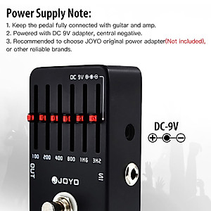 JOYO 6-Band EQ Pedal Electric Guitar Equalizer (100Hz 200Hz 400Hz 800Hz 1.6kHz 3.2kHz) Provides ±18dB for Each Band (JF-11)