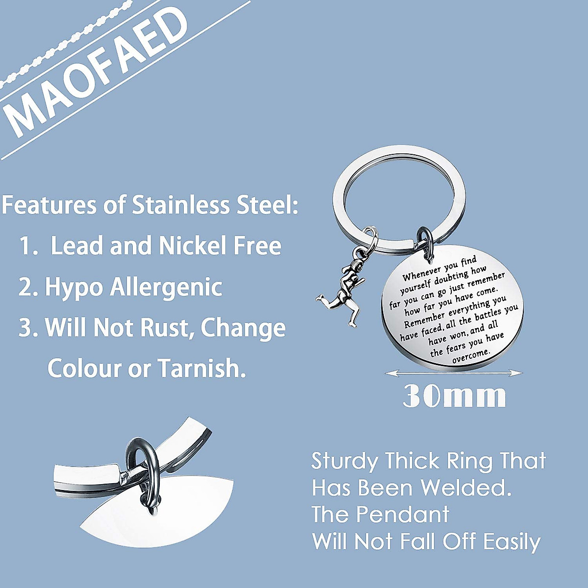 MAOFAED Running Gift Runner Gift Runner Keychain Running Keychain Fitness Gift Athlete Gift Marathon Runner Gift