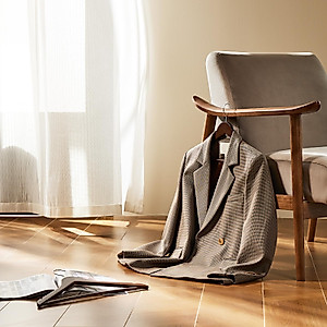 TECHMILLY Solid Natural Wooden Coat Hangers, 10 Pack Heavy Duty Smooth Finish Suit Hangers with Non-Slip Pant Bar, Precisely Cut Notches & Chrome Swivel Hook for Closet, Wardrobe