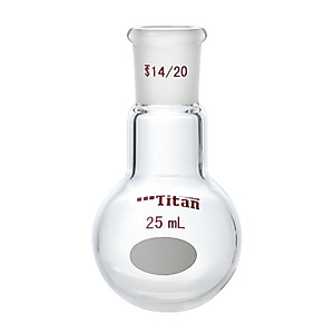 ADAMAS-BETA Lab Boiling Flasks 25mL Single Neck Round Bottom Boiling Flasks Borosilicate Glass with 14/20 Standard Taper Outer Joint