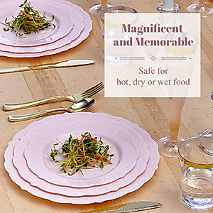 Silver Spoons 20 Premium Reusable Plastic Salad Plates | Vintage - Blush | 9'