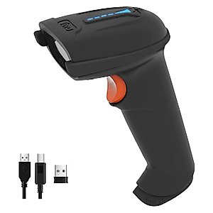 Tera Barcode Scanner Wireless Versatile 2-in-1 (2.4Ghz Wireless+USB 2.0 Wired) with Battery Level Indicator, 328 Feet Transmission Distance Rechargeable 1D Laser Bar Code Reader Handheld 5100E Black