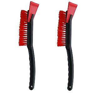 Dependable Industries inc. Essentials Set of 2 Auto Snow Brush Scraper Combo 17" Long Unbreakable ABS Handle for Cars, Trucks, SUVs