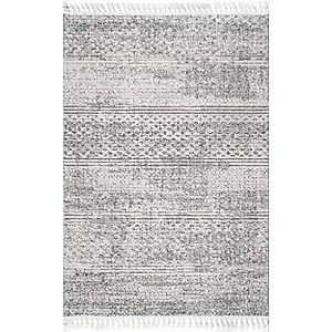 nuLOOM Lira Textured Geometric Tassel Area Rug, 7x9, Grey