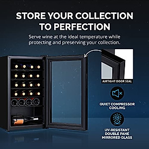 Newair 24 Bottle Wine Cooler Refrigerator | Shadow Series | Freestanding Mirrored Wine and Beverage Fridge with Double-Layer Tempered Glass Door & Compressor Cooling For Reds, Whites, & Sparkling Wine