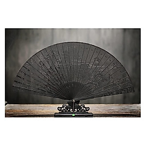 Folding Hand Fan Folding Fan Handheld Folded Fan Exquisite Carved Ebony Wooden Fans for Wedding Adult Calligraphy Painting Fine Art Hand Fan Craft Gift Foldable Fan Hand Held Fans
