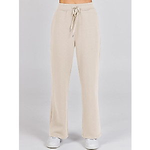 Prinbara Women 2 Piece Outfits Lounge Sets 2024 Winter Oversized Sweatshirt Wide Leg Pant Casual Matching Sweat Set Tracksuit Apricot Small