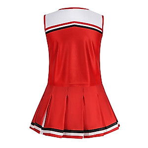 Colorful House Cheerleader Costume for Girls Cheerleader Uniform Outfit Child Cute Cheerleading Outfit for Halloween (3-4 Years, Red)
