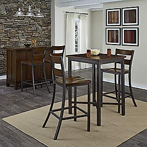 Home Styles Cabin Creek Bistro Table, Constructed from Hardwood Solids with a Chestnut Distressed Finish