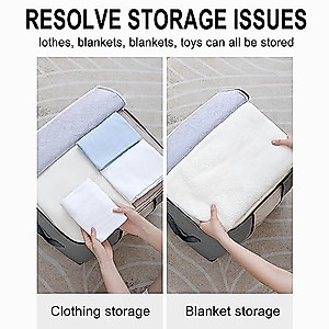 Clothes Storage Bag with with Clear Window & Lid - Storage Organizer with Duel Zipper & Handle, Sorting Storage Box for Clothes & Toys Sweaters Coats T-shirts Blankets (3-in-1 Set)