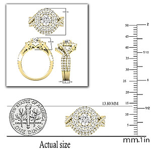 Dazzlingrock Collection IGI Certified 2.05 Carat (Ctw) Round Lab Grown White Diamond Women Double Halo Split Shank Swirl Engagement Ring with Matching Wedding Band 2 CT in 14K Yellow Gold, Size 9