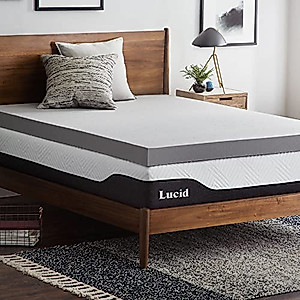Lucid 4 Inch Mattress Topper Queen – Memory Foam – Bamboo Charcoal Infusion – Cooling Ventilation – Hypoallergenic – CertiPur Certified Foam