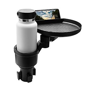 Macally Car Cup Holder Tray and Cup Holder Expander for Car - Enjoy Your Meal - Cup Holder Extender for Car Seat with Phone Slot - 9" Car Food Tray Table and Car Drink Holder for Yeti, Hydroflask