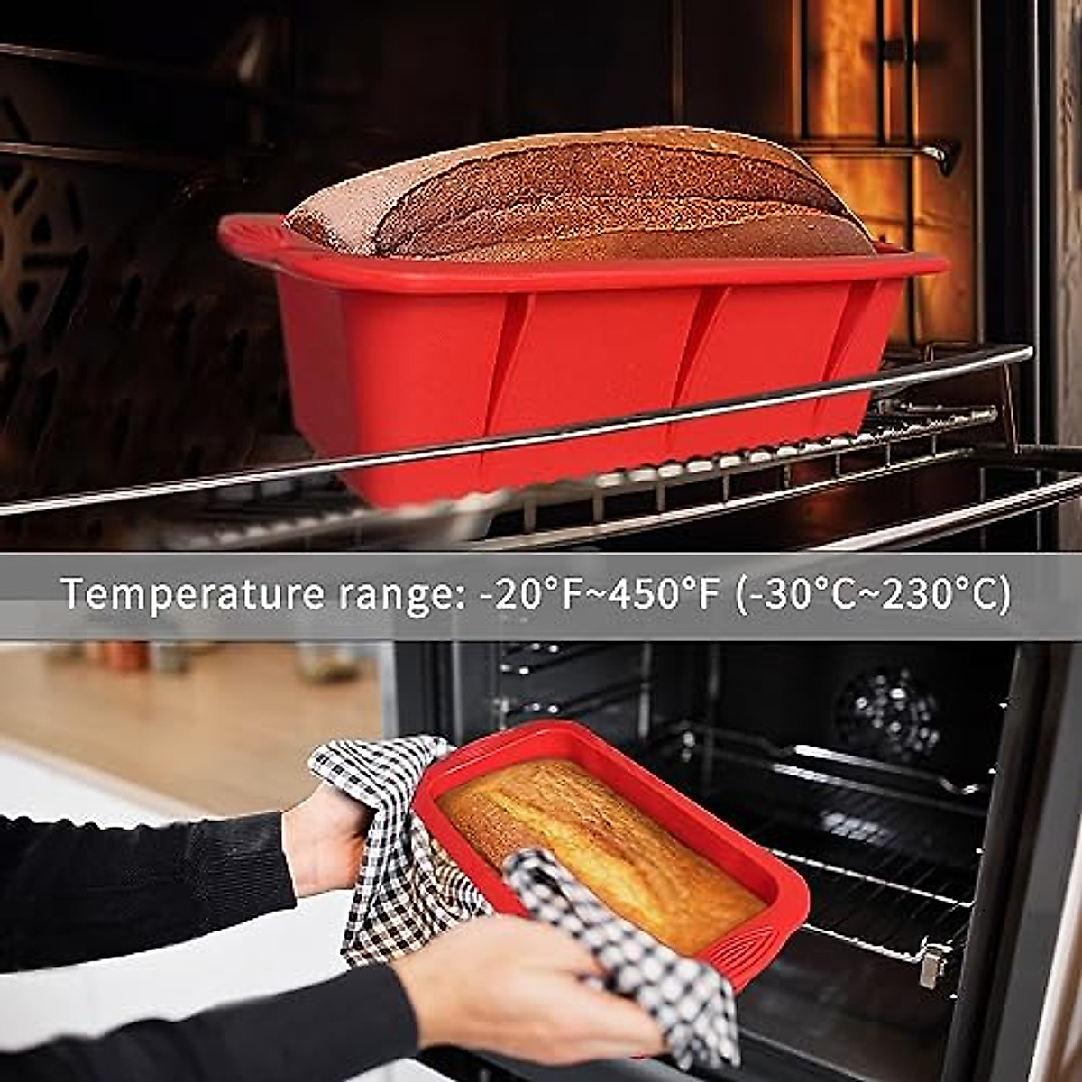 UOUYOO 3 Pack Bread pan loaf pan silicone molds for baking silicone bread loaf pan for Homemade Cakes, Breads, Meatloaf and quiche omelets