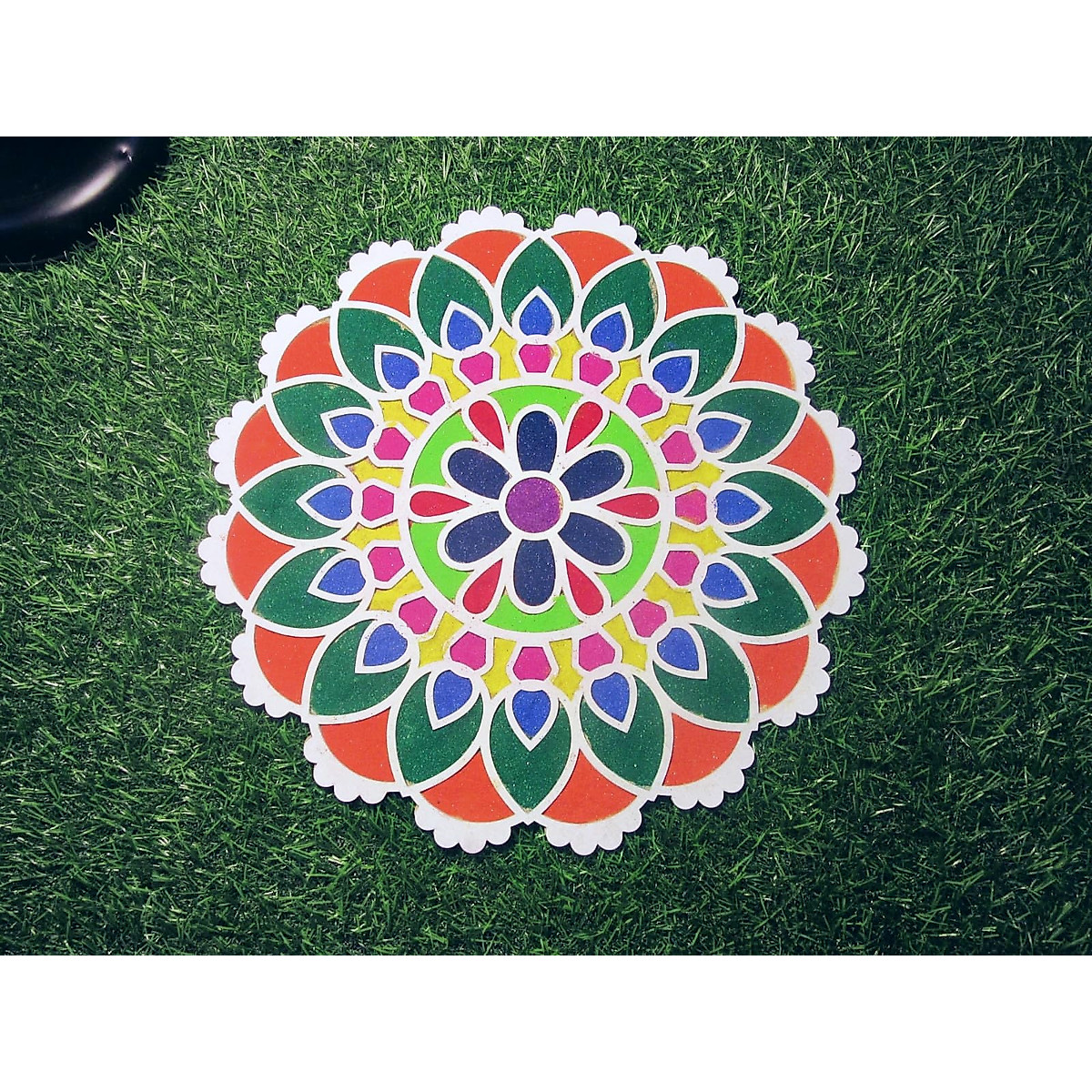 DIY MDF Readymade Round Rangoli Mat Easy to Use Rangoli Template Easy to Fill Wooden MDF Rangoli Boards for Indian Traditional Festival (Size:- 12 Inches Diameter)