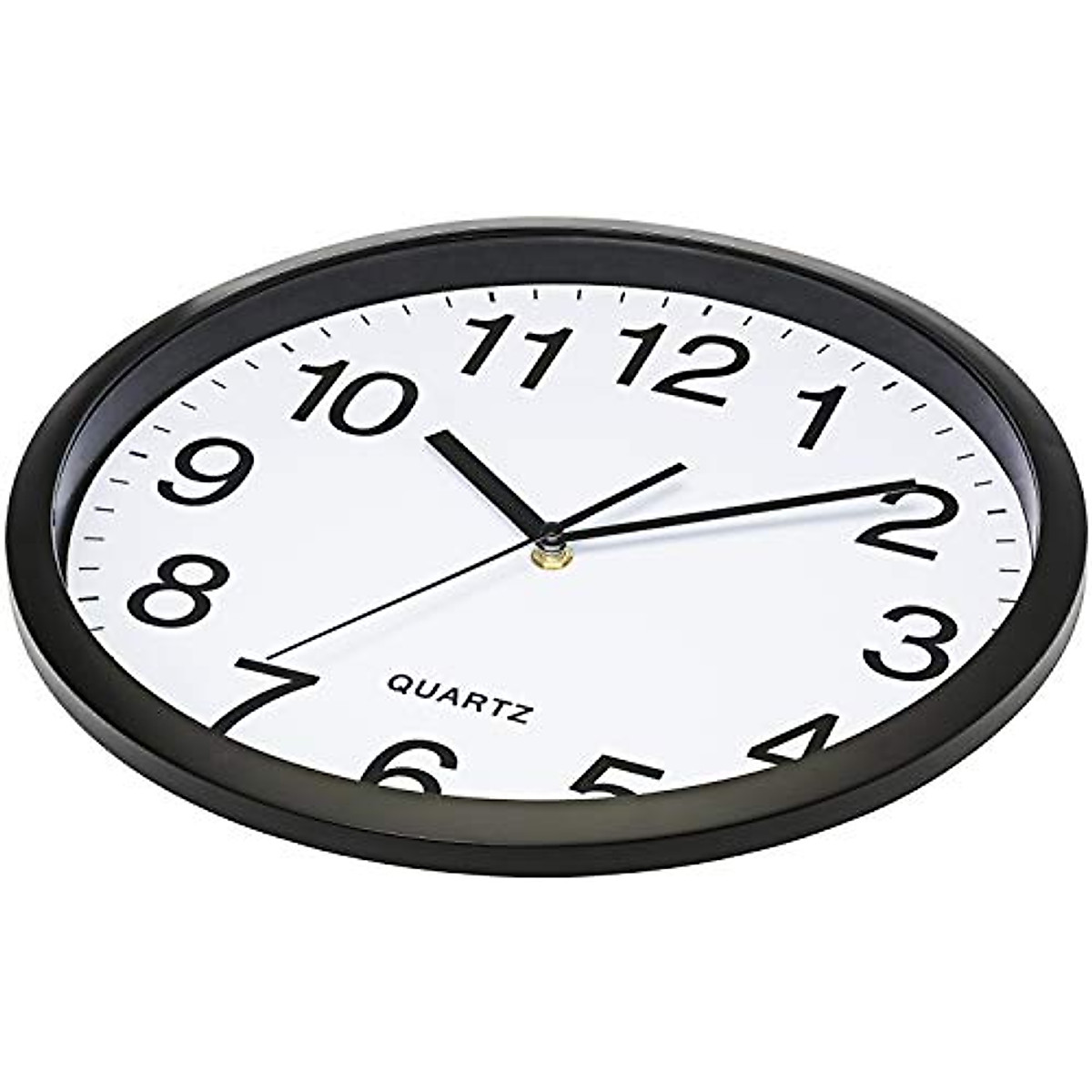 Bernhard Products Black Wall Clock 2 Pack Silent Non Ticking 10 Inch Bold Quality Quartz Battery Operated Round Easy to Read Home/Office/Classroom/School Clocks, Sweep Movement