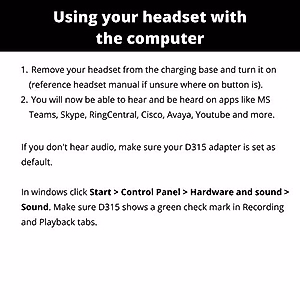 Discover D315 Universal USB Adapter Compatible with Plantronics, Jabra and Sennheiser Wireless DECT Headsets | Allows Your Desk Phone Wireless Headset to Connect to A Computer