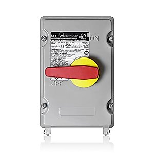 Leviton LDS30-FAX Fused Powerswitch Safety Disconnect Switch, 30 Amp, 600 Volt, Non-Metallic Enclosure , Gray