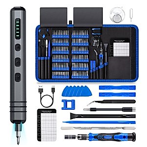 Mini Electric Screwdriver Set 140-IN-1: UnaMela Small Electric Screwdriver Cordless - 120 Precision Bits, 5 Torque Settings, LED Light, Magnetic Power Screwdriver Repair Tool Kit for PC RC Electronics