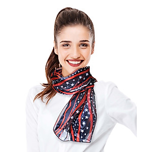CBC Crown Patriotic USA Flag American Flag Star Scarf Fashion Novelty Scarves 13"x 60" or 35" x 35" (STRIPE - NAVY)