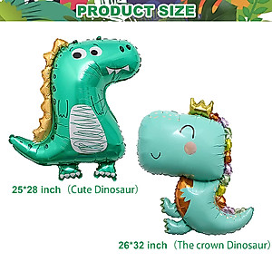 Dinosaur 1st Birthday Party Balloons,32 Inch Big Mylar Foil Number Balloon 1 Green for Baby Shower 1st Birthday Party Decorations,ONE Letter Balloon, Dinosaur Theme Party Decorations 10 Pcs