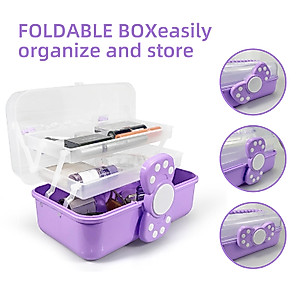 Rictine 10.6in 3-Layer Multipurpose Storage Box Art Craft Organizer Storage Box Kids Clear Plastic Portable Storage Box/Tool Box with Handle for Sewing,Cosmetic,Medicine,Nail,Hair Accessories