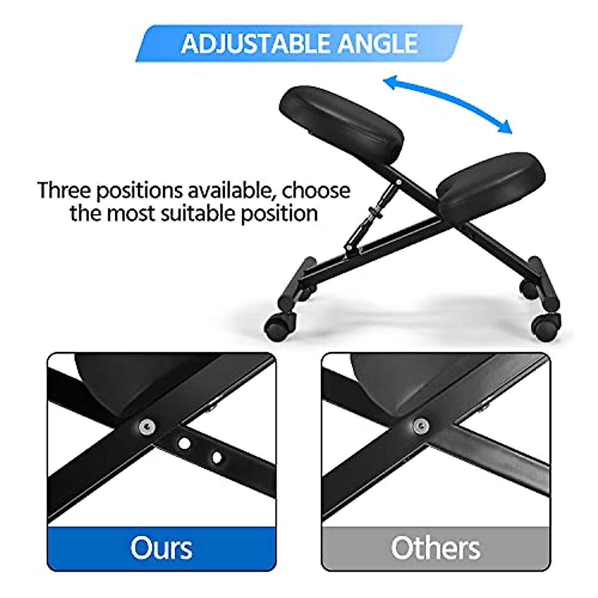 Yaheetech Kneeling Chair Ergonomic Posture Chair for Office Home Standing Work Desk Stool Adjustable Office Chair with Thick Cushion Pad & Flexible Seating Rolling Casters