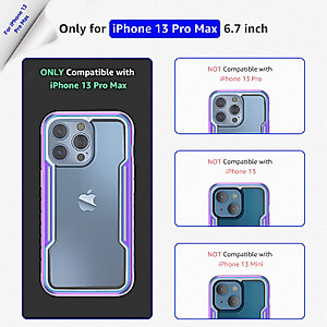Shockproof Case Compatible with iPhone 13 Pro Max (2021), Soft Silicone Protective Phone Case Clear, Rugged Aluminum Case for Apple iPhone 13 Pro Max Phone 6.7 inch (Iridescent +Gray)