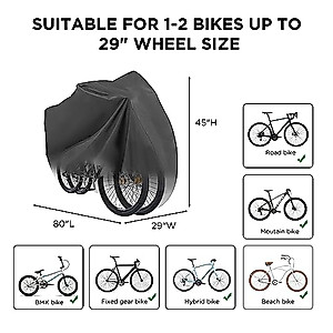 Forvio Outdoor Waterproof Bike Cover, 600D Heavy Duty Bicycle Cover for 1 or 2 Bikes with Lock Hole, Rain Sun Dust Wind Proof for Mountain Road Electric Bikes