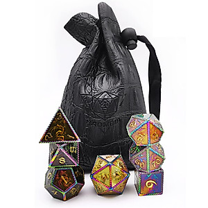 HAOMEJA Color Changing Temperature Metal Dragons DND dice set D&D dice Set Role Playing Dice Apply to Dungeons and Dragons Black Transition Colourful