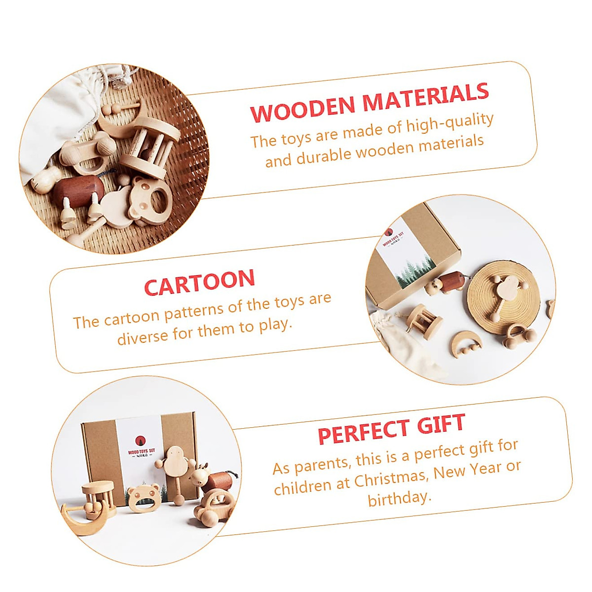 Kisangel 24 Pcs Newborn Baby Hand Bell Toddler Hand Rattle Hand Rattle Toy Lovely Rattle Wooden Hand Rattle Toddler Toy Baby Plaything Musical Instrument Baby Hand Rattle Baby Toy