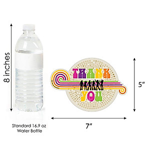 Big Dot of Happiness 70's Disco - Shaped Thank You Cards - 1970s Disco Fever Party Thank You Note Cards with Envelopes - Set of 12