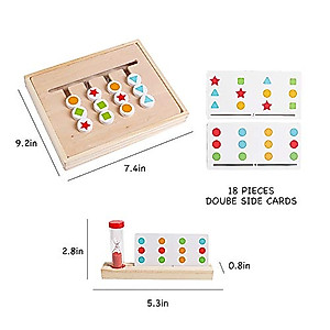 Skrtuan Montessori Learning Toy, Wooden Toys Color Shape Slide Puzzle Matching Brain Teasers Logic IQ Game Montessori STEM Preschool Educational Toys for Toddlers Kids Boys Girls