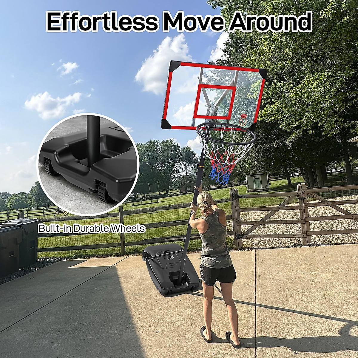 Yohood Kids Basketball Hoop Outdoor 4.82-8.53ft Adjustable, Portable Basketball Hoops & Goals for Kids/Teenagers/Youth in Backyard/Driveway/Indoor, with Enlarged Base and PC Backboard