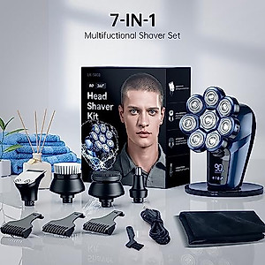 Head Shavers for Bald Men, 8D Floating Head Shaver with 3 Modes, IPX7 Waterproof Electric Razor Grooming Kit, USB Rechargeable