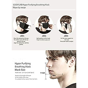 SOOM LAB, Hyper Purifying Breathing Mask, Disposable Face Mask, Elastic Ear Loop, Nanofiber Filter, Washable, Resuable, Pack of 10 (Black)