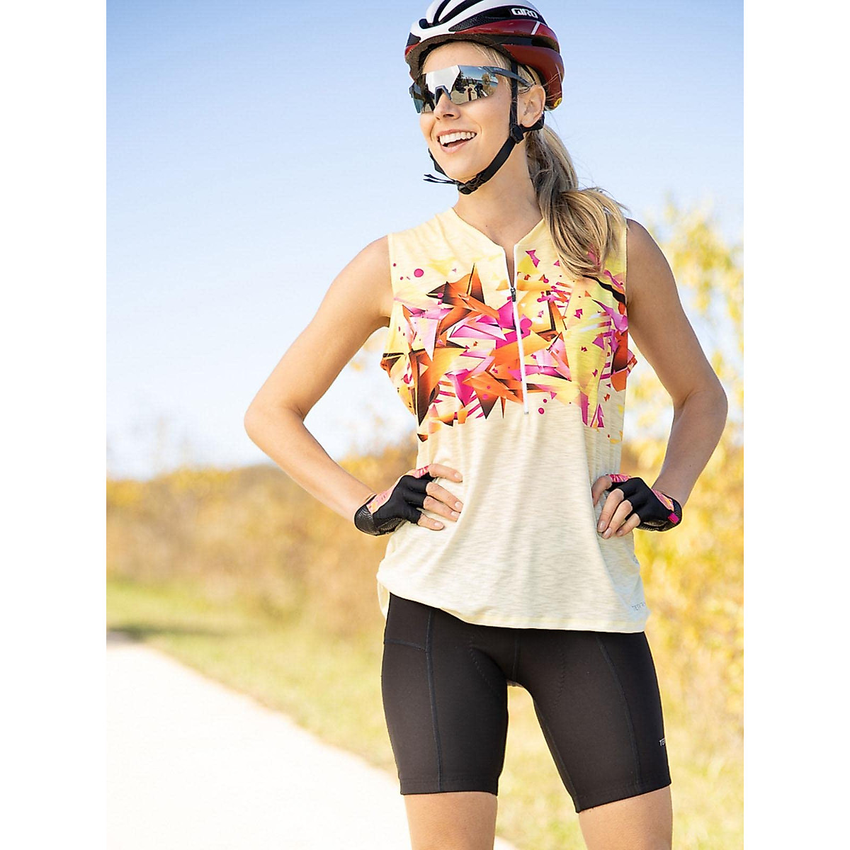 Terry Touring Bike Short Regular 8" Long Womens Padded Cycling Shorts for Women Compression Pockets Leg Grippers - Black, Medium