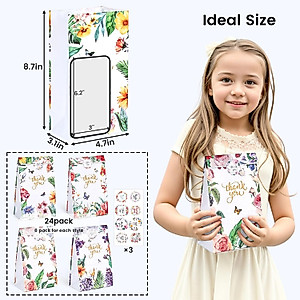 TOXOY 24 PCS Party Favor Bags, Thank You Gift Bags Floral Design, Small Paper Bags Goodie Bags Treat Bags for Christmas Wedding Birthday Party