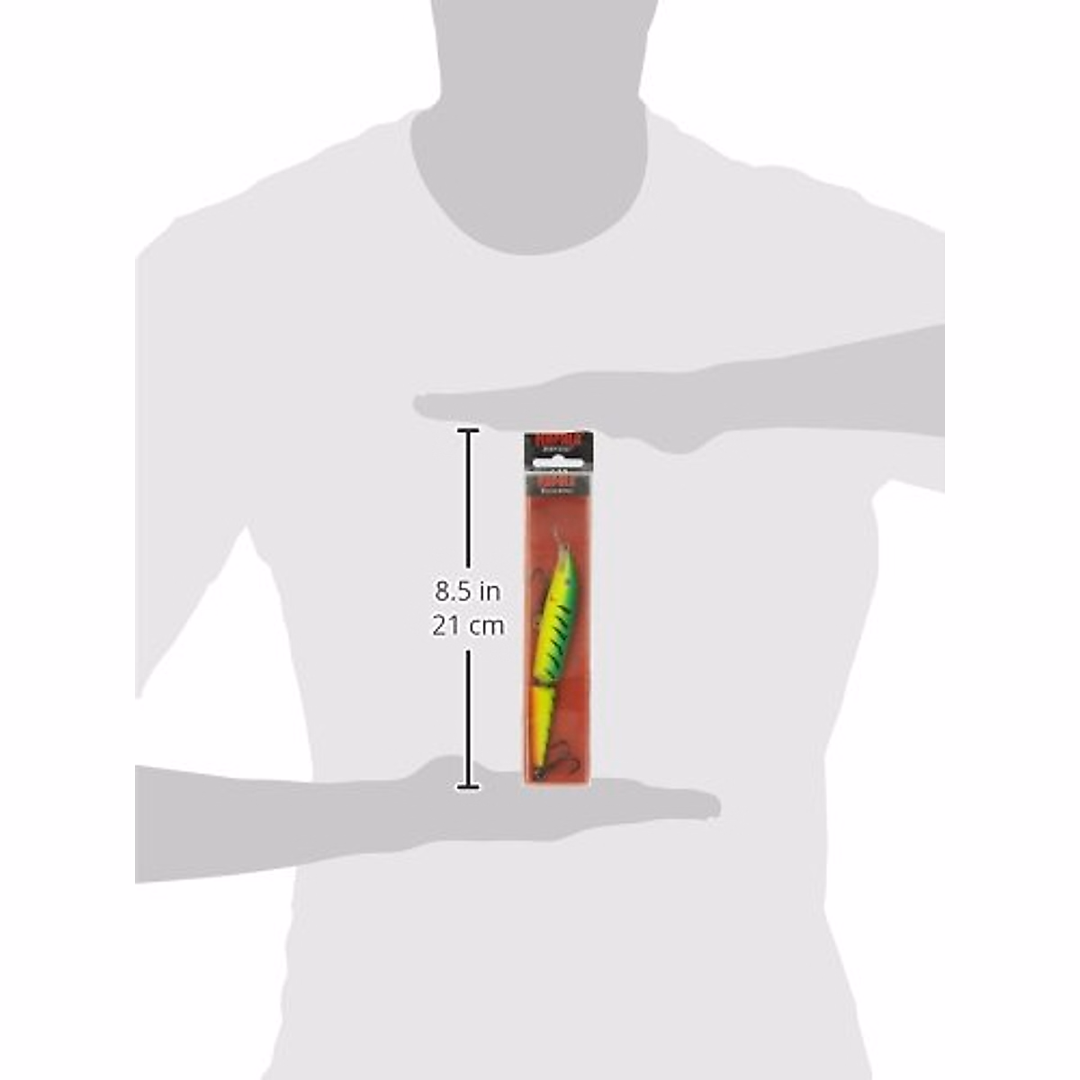 Rapala Jointed Lure, Size 13, 5 1/4" Length, 4'-14' Depth, 2 Number 2 Treble Hooks, Fire Tiger, Per 1, Firetiger, J13FT