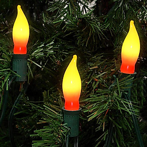 Pallerina Christmas Flame Shape Light Bulbs, Red Yellow Christmas Light Bulbs for Window Candles, Electric Menorah, Night Light Bulbs 7 Watt, 120 Volt E12 Candelabra Bases Flame Light Bulbs- 12 Pack