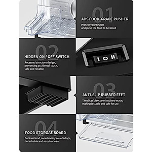 Meat Slicer for home, CWIIM Electric Deli Food Slicer & meat cutter with Removable Stainless Steel Blade+Pusher and 0-18mm Adjustable Thickness for Meat, Cheese, Bread, Fruit.