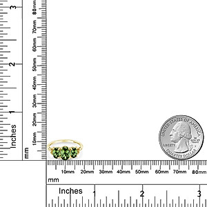 Gem Stone King 10K Yellow Gold Oval Green Tourmaline and Diamond 3 Stone Engagement Ring For Women (1.72 Cttw, Available In Size 5, 6, 7, 8, 9)