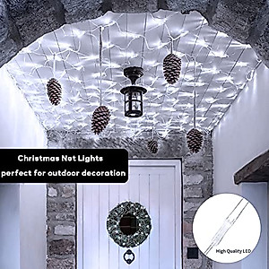 BSGlobal 3 X D Battery Operated Net Lights, 6.6ft X 9.8ft 200 LED Mesh Lights Remote 8 Modes, Waterproof Net Lights Outdoor Mesh Lights for Garden Bush Wall House Party Wedding (Cool White)