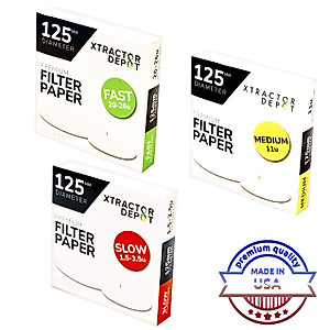 Xtractor Depot 125mm Qualitative Chemistry Lab Filter Paper, 20µm-26µm Micron Particle Retention - Fast Flow Extract Filtration - Pack of 100